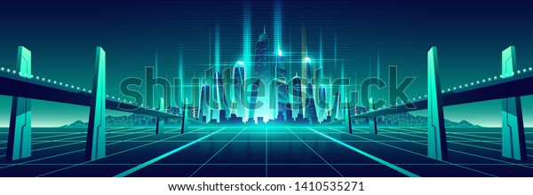 Science Fiction Metropolis Virtual World City Stock Vector (Royalty ...