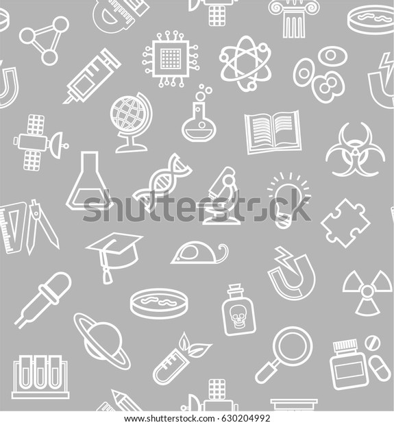 Science Gray Background Contour Icons Monochrome Stock Vector (Royalty ...