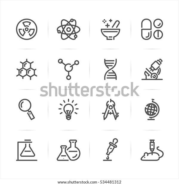 Science Icons White Background Stock Vector (Royalty Free) 534481312