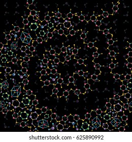 Science Illustration Colourful Molecules Seamless Texture Stock Vector ...