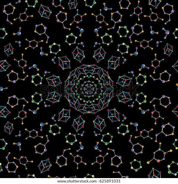 Science Illustration Colourful Molecules Seamless Texture Stock Vector ...