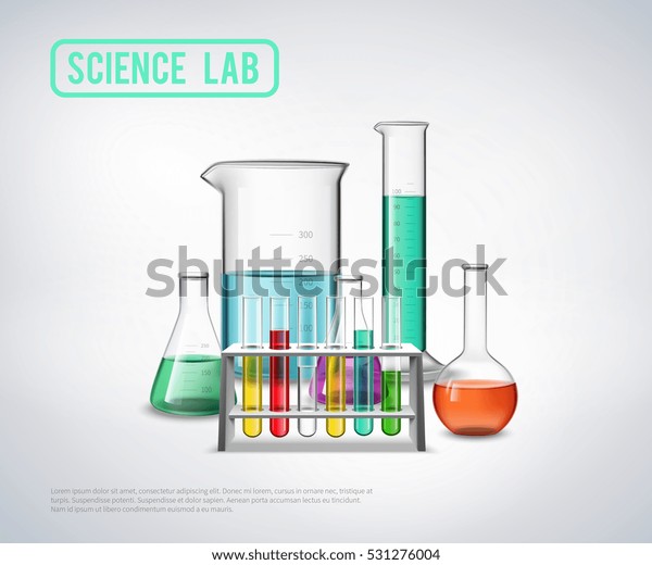Science Lab Symbols Composition Realistic Colorful Stock Vector ...