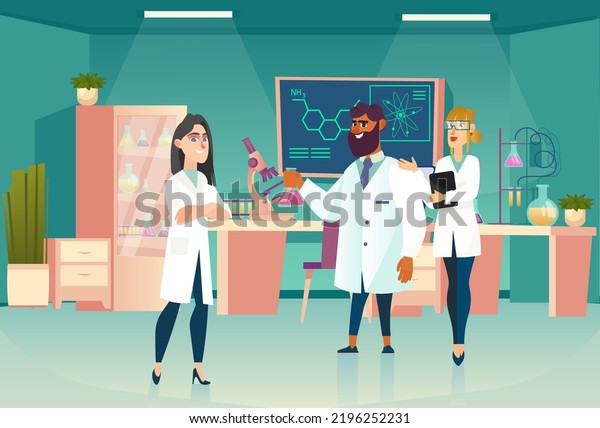 Science Laboratory Concept People Scene Background Stock Vector ...