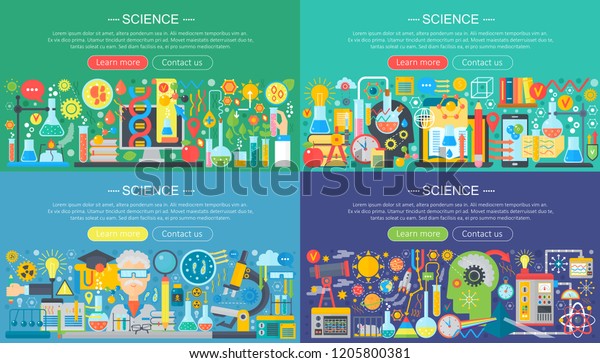 Science Laboratory Flat Color Templates Set Stock Vector (Royalty Free ...