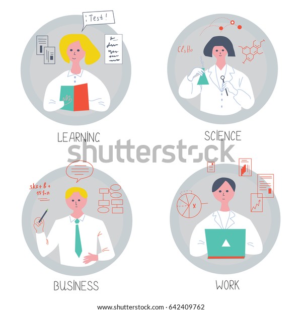 Science Learning Illustrations Set People Vector Stock Vector (Royalty ...