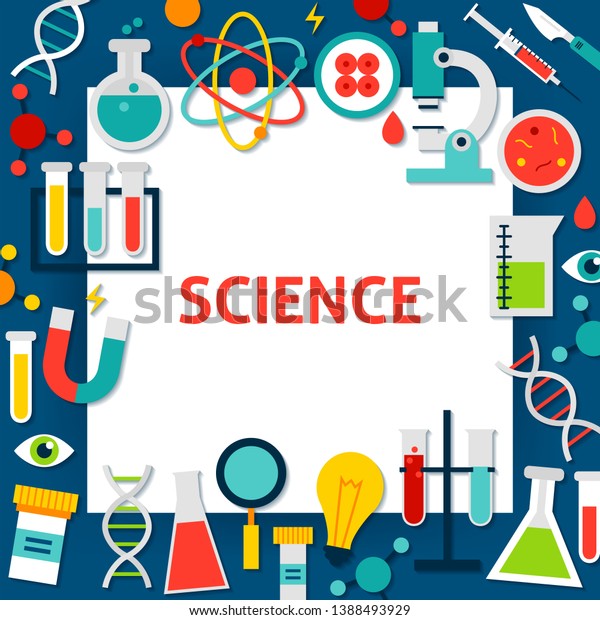 Science Paper Template. Vector Illustration Flat Style Education Concept.