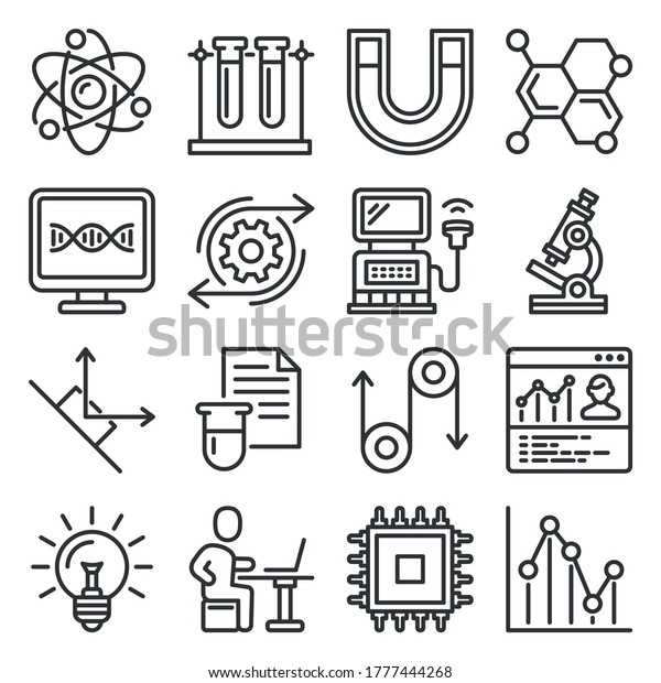 Science Physics Icons Set On White Stock Vector (Royalty Free ...