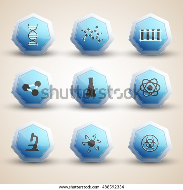 Science Realistic Icons Set Molecules Cells Stock Vector (Royalty Free ...