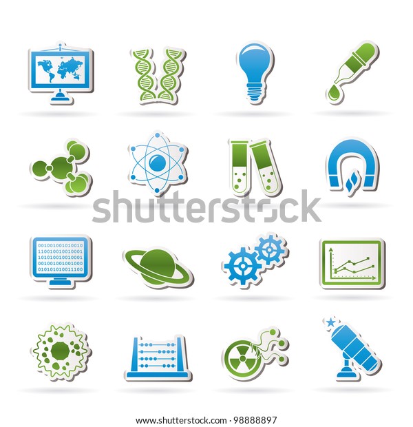 Science Research Education Icons Vector Icon Stock Vector (Royalty Free ...