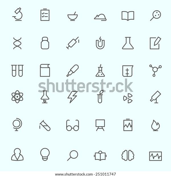 Science Research Icons Simple Thin Line Stock Vector (Royalty Free ...