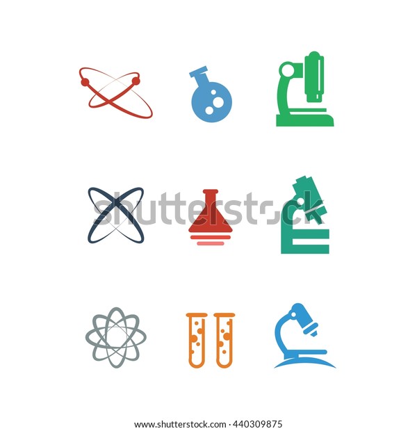 Science Research Laboratory Icon Logo Set Stock Vector (Royalty Free ...