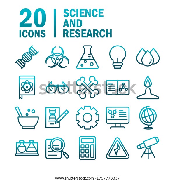 Science Research Laboratory Study Icons Collection Stock Vector ...