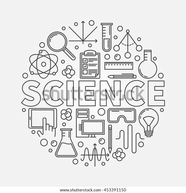 Science Round Illustration Vector Outline Technology Stock Vector ...
