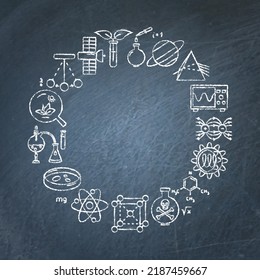 Science Round Poster On Blackboard Banner Stock Vector (Royalty Free ...