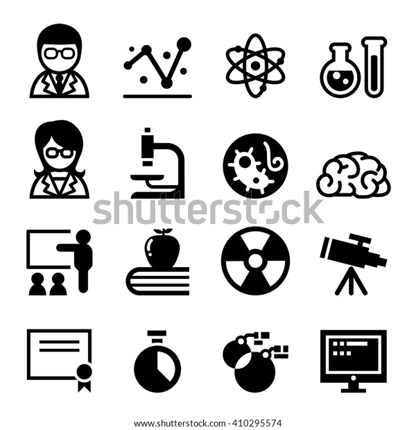 Science Scientist Research Icon Set Stock Vector (Royalty Free ...