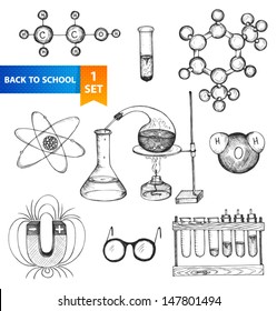 Science Set Sketch Chemistry Elements Back Stock Vector (Royalty Free ...