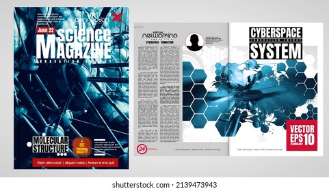 Science Technology Cover Magazine Layout Illustration Stock Vector ...