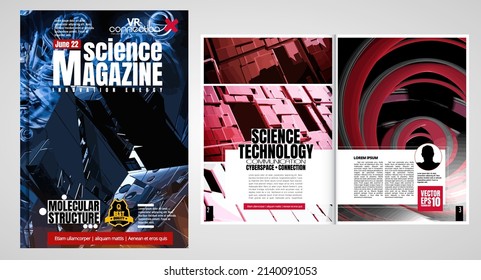Science Technology Cover Magazine Layout Illustration Stock Vector ...