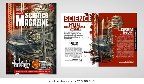 Science Technology Cover Magazine Layout Illustration Stock Vector ...