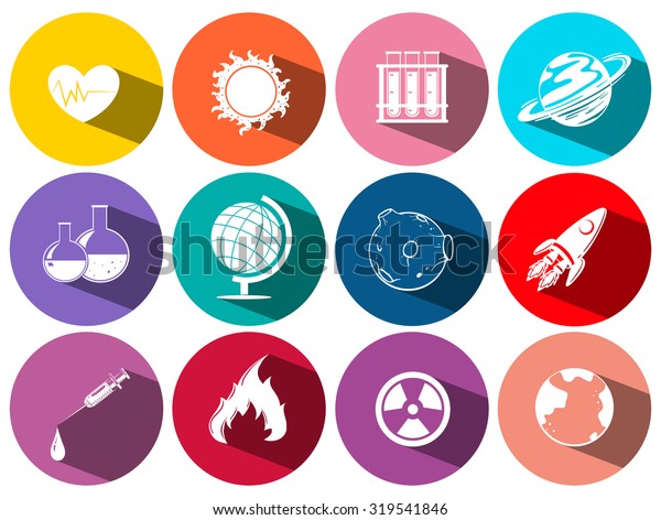 Science Technology Symbols On Round Icons Stock Vector (Royalty Free ...