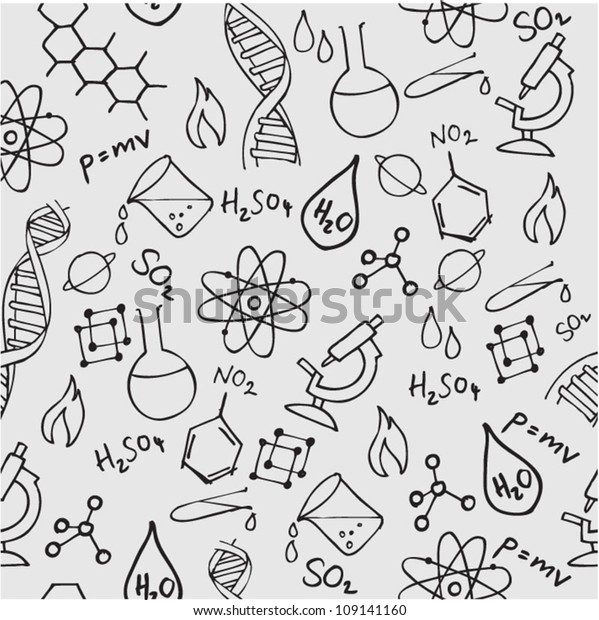 Science Words Doodles Seamless Vector Stock Vector (Royalty Free) 109141160