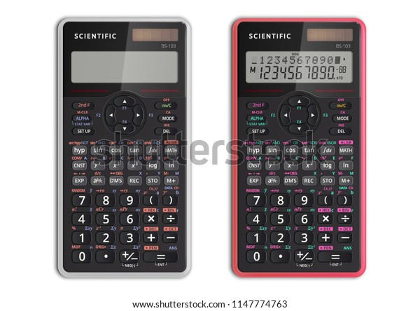 Calculadora científica con célula solar aislada: vector de stock (libre ...