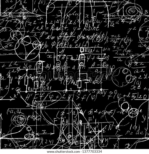 Scientific seamless texture with handwritten formulas and electronic ...