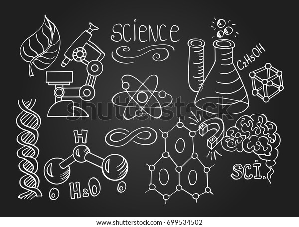 Scientific Vector Blackboard Hand Drawn Doodle Stock Vector (Royalty ...