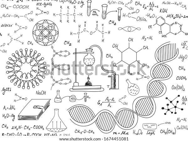 Scientific Vector Seamless Pattern Chemistry Formulas Stock Vector ...