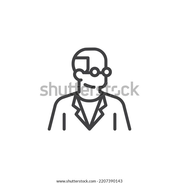Scientist Avatar Line Icon Linear Style Stock Vector (Royalty Free ...