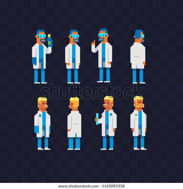 Scientist Characters Pixel Art People Profession Stock Vector (Royalty ...
