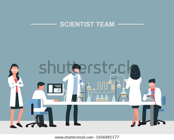 Scientist Teamwork Vector Illustration Cartoon Character Stock Vector ...