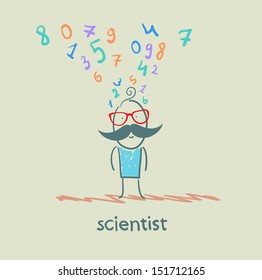 Scientist Thinks About Numbers: vector de stock (libre de regalías ...