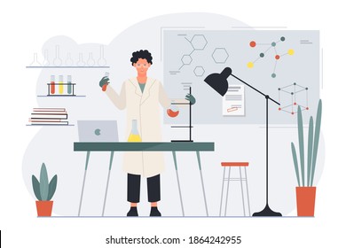 Scientist Working Vector Illustration Cartoon Man Stock Vector (Royalty ...