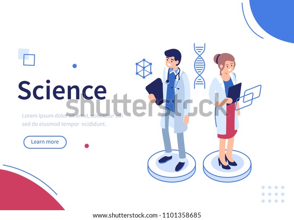 Scientists Characters Standing Together Science Technology Stock Vector ...