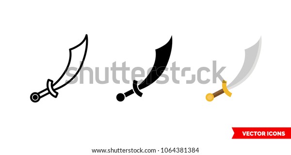 Scimitar Icon 3 Types Color Black Stock Vector (Royalty Free ...