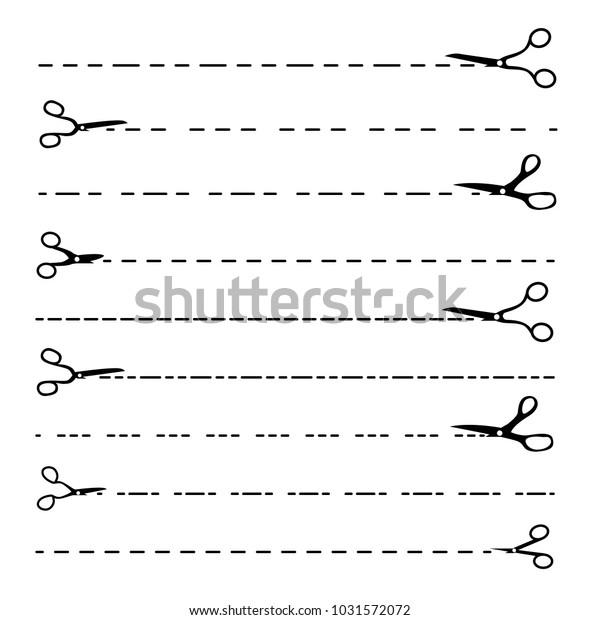 Scissor Line Vector Set Dotted Cutting Stock Vector (Royalty Free ...