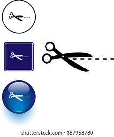 Scissors Cutting Line Symbol Sign Button Stock Vector (Royalty Free ...