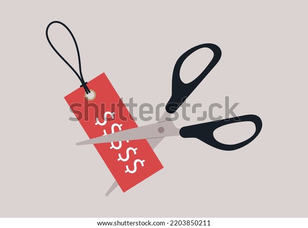 Scissors Cutting Price Tag Special Promo Stock Vector (Royalty Free ...