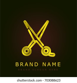 Scissors Golden Metallic Logo Stock Vector (Royalty Free) 703088623 ...