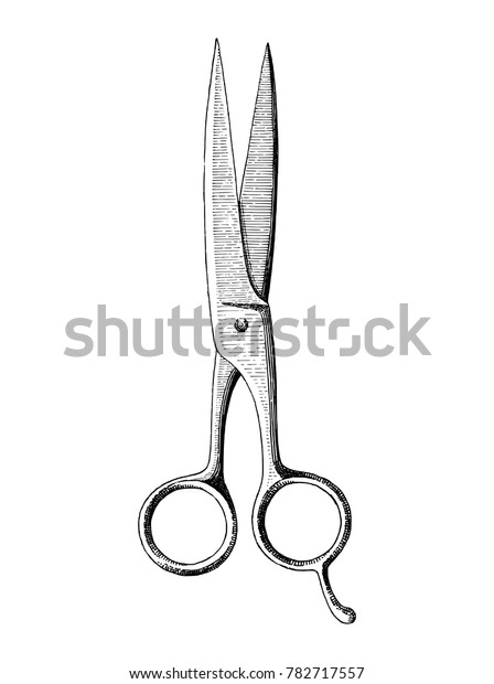 Scissors Hand Drawing Engraving Style Stock Vector (Royalty Free ...