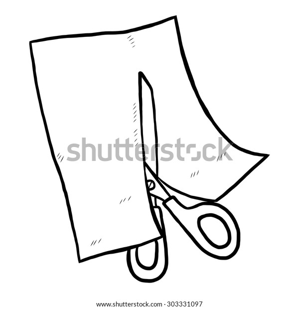Scissors Paper Cartoon Vector Illustration Black Stock Vector (Royalty ...