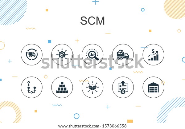 Scm Trendy Infographic Template Thin Line Stock Vector (Royalty Free ...