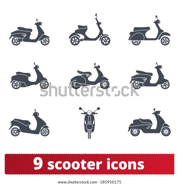 Scooter Moped Icons Vector Set Transport Stock Vector (Royalty Free ...