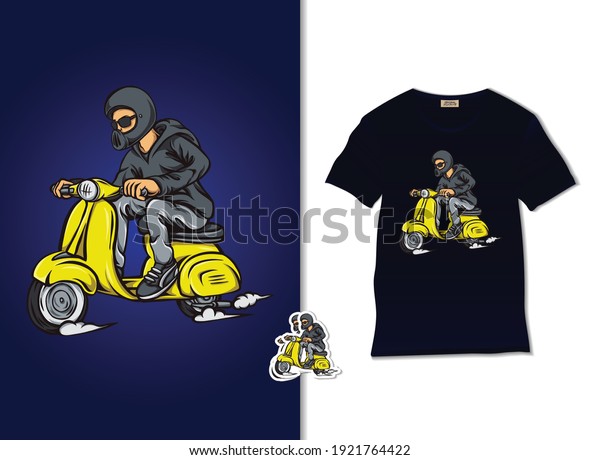 Scooter Rider Vector Man Riding Scooter Stock Vector (Royalty Free ...