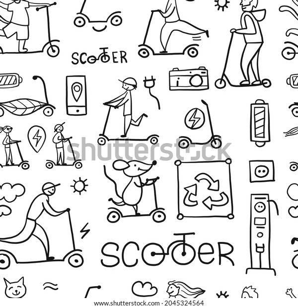 Scooter Theme Background Ecological Green Transport Stock Vector ...