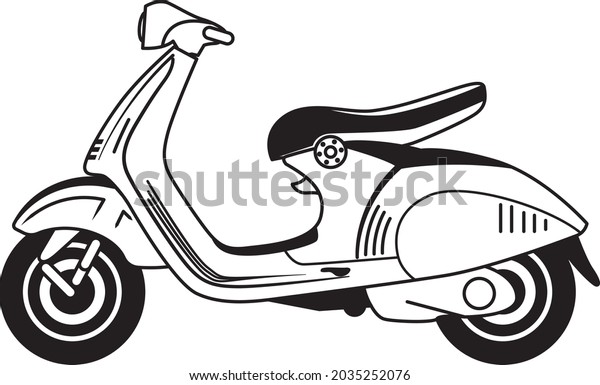 Scooter Vector Drawing Sketch Black White Stock Vector (Royalty Free ...