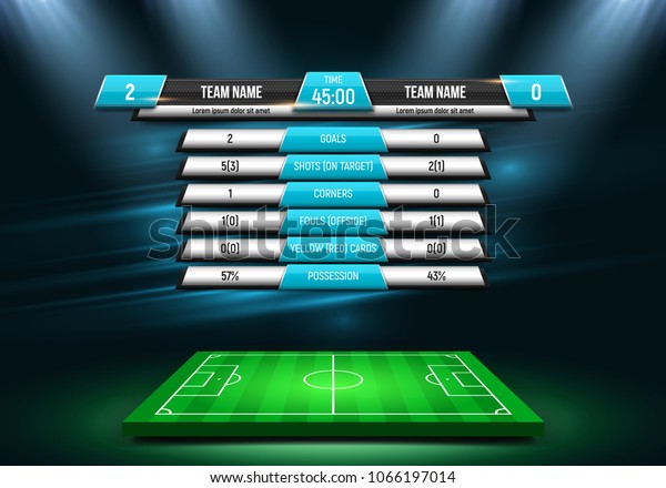 Scoreboard Soccer Field Illuminated By Spotlights Stock Vector (Royalty ...