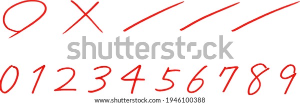Scoring Sign Handwritten Numbers Correct Incorrect Stock Vector ...