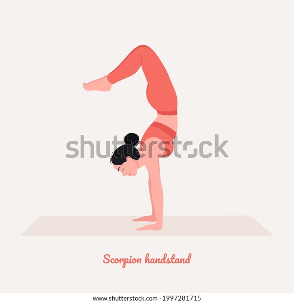 Scorpion Handstand Yoga Pose Young Woman Stock Vector (Royalty Free ...